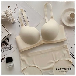 魔法奇蹟。無鋼圈撞色無痕立體杯聚攏內衣 (杏) AB杯-Catworld